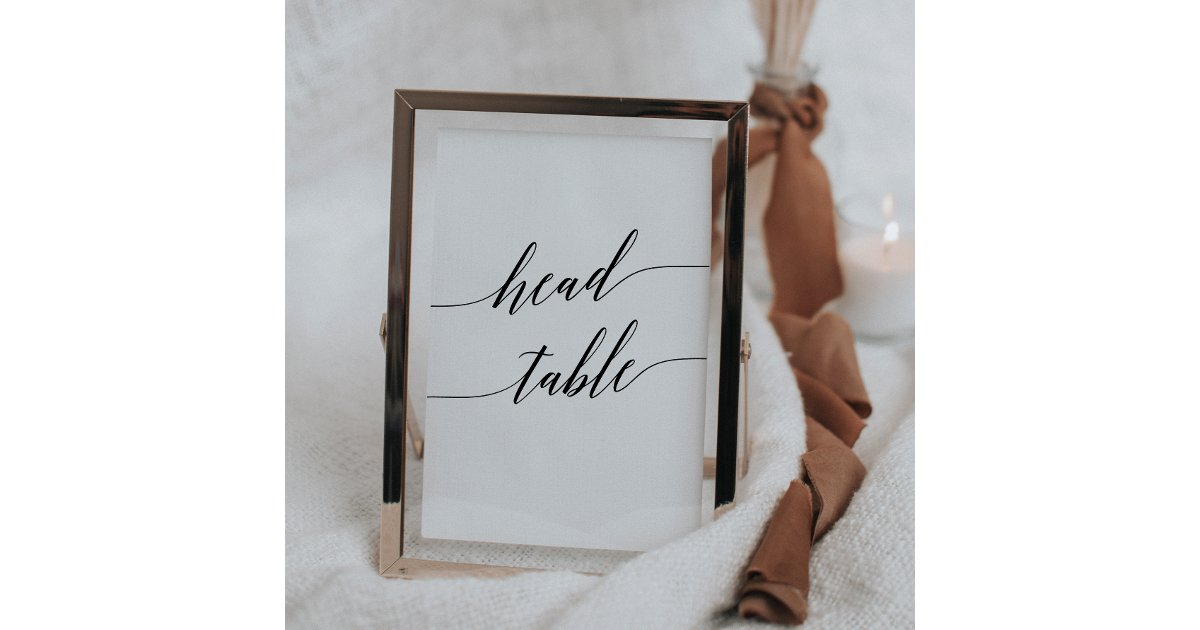 Elegant Black Calligraphy Head Table Number | Zazzle