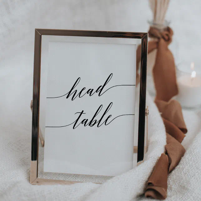 Elegant Black Calligraphy Head Table Number | Zazzle