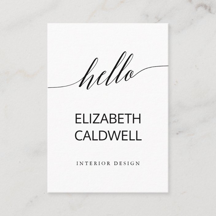 Elegant Black Calligraphy Hello Business Card | Zazzle.com