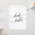 Elegant Black Calligraphy Kids Table Sign 5x7" Invitation | Zazzle