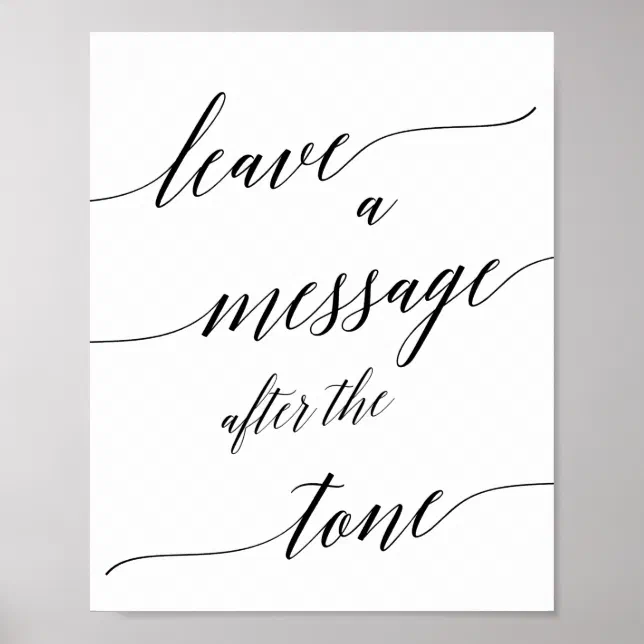 Elegant Black Calligraphy Leave a Message Sign | Zazzle