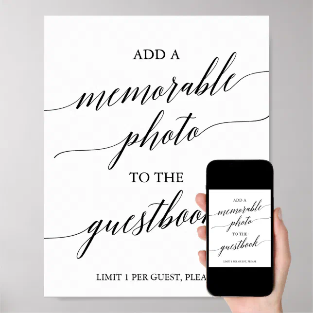 Elegant Black Calligraphy Memorable Photo Sign | Zazzle