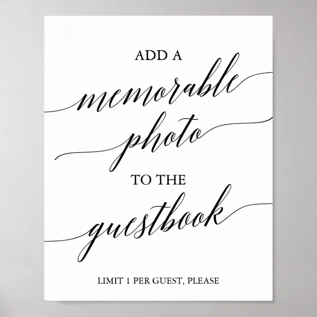 Elegant Black Calligraphy Memorable Photo Sign | Zazzle