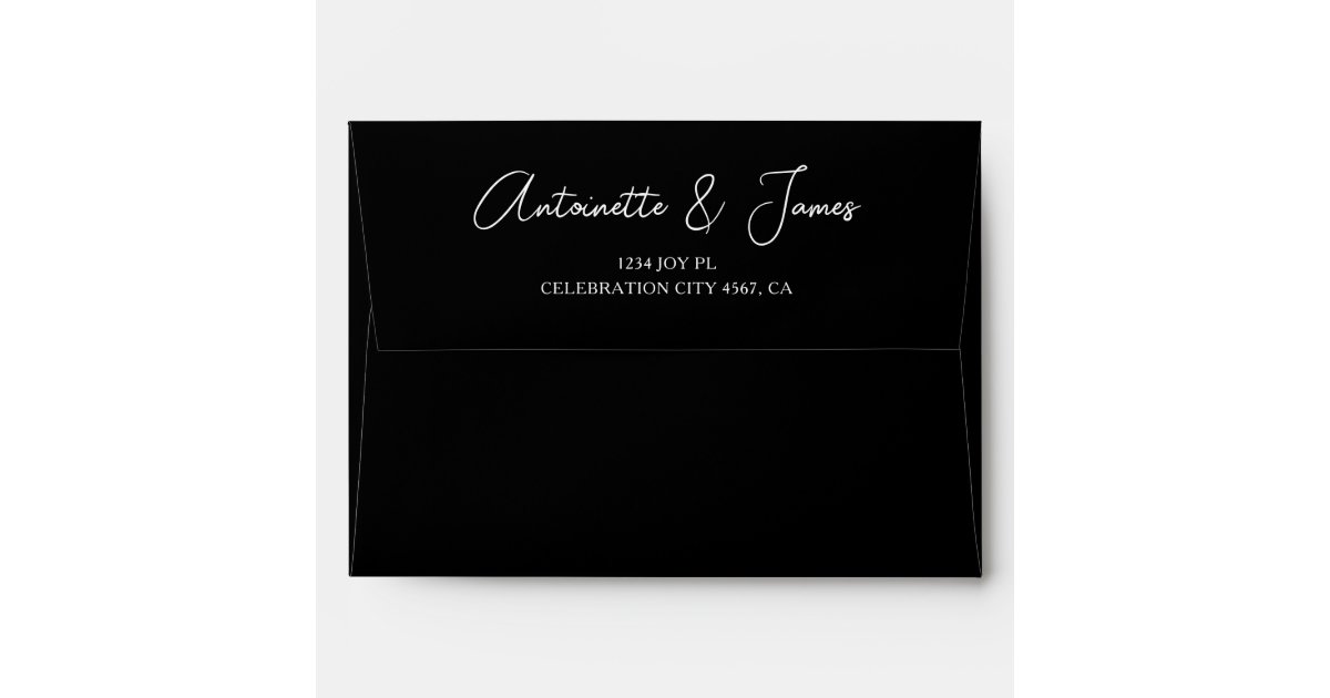 Elegant Black Calligraphy Names Address Wedding Envelope | Zazzle