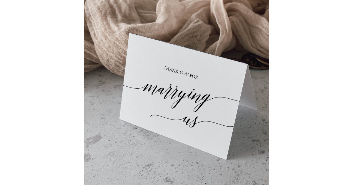 Elegant Black Calligraphy Officiant Thank You Card | Zazzle