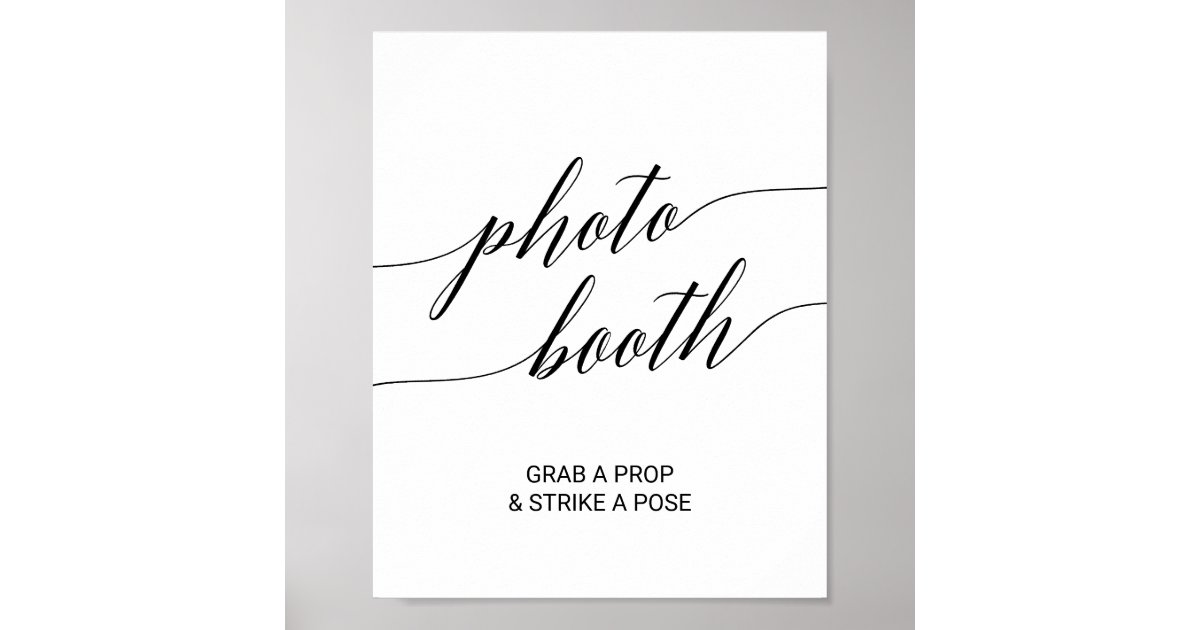 Elegant Black Calligraphy Photo Booth Sign | Zazzle