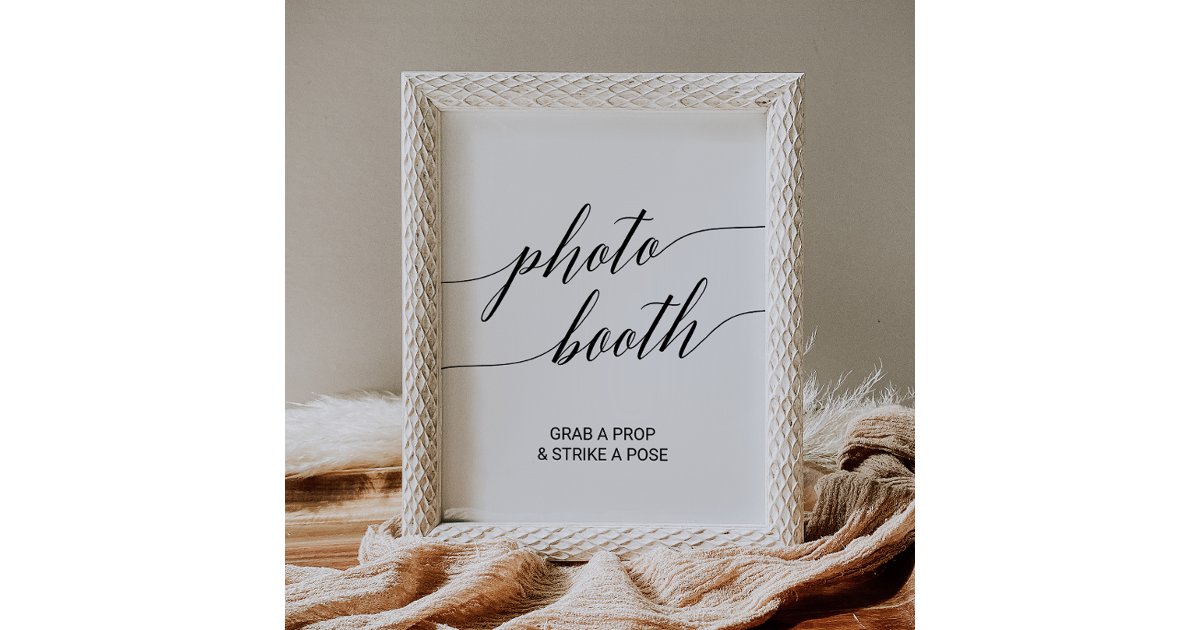 Elegant Black Calligraphy Photo Booth Sign | Zazzle