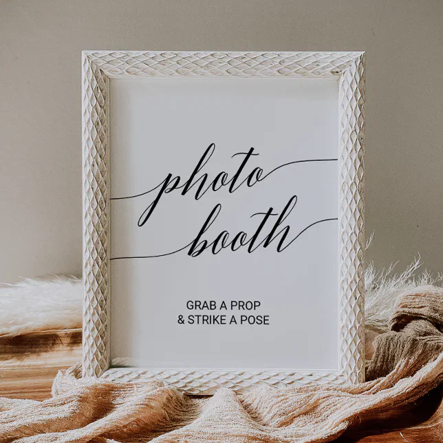 Elegant Black Calligraphy Photo Booth Sign | Zazzle