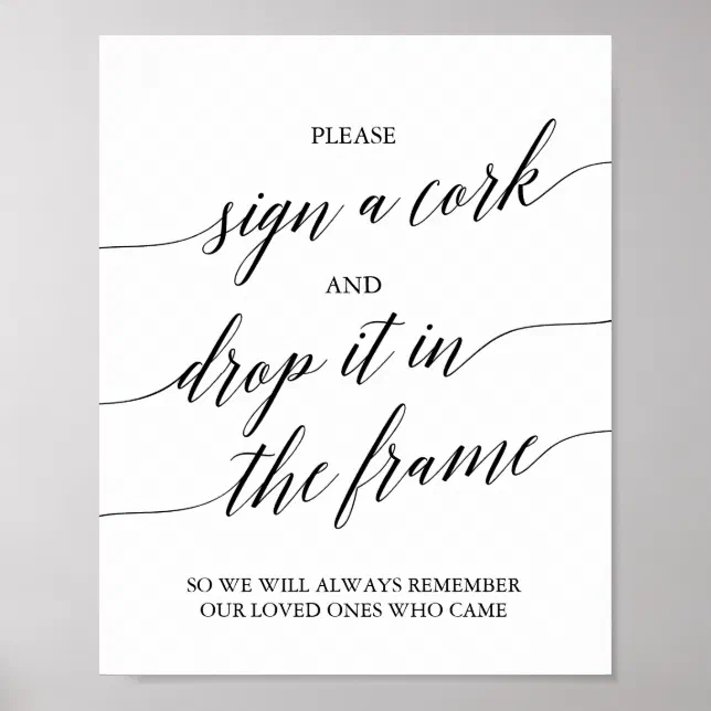 Elegant Black Calligraphy Please Sign A Cork | Zazzle