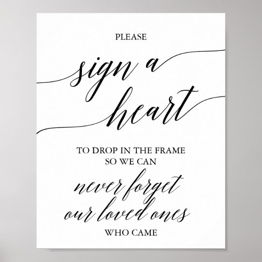 Elegant Black Calligraphy Please Sign a Heart | Zazzle.com