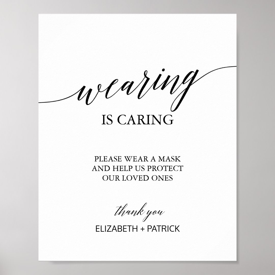 Elegant Black Calligraphy Please Wear A Mask Sign | Zazzle