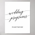 Elegant Black Calligraphy Programs Sign | Zazzle