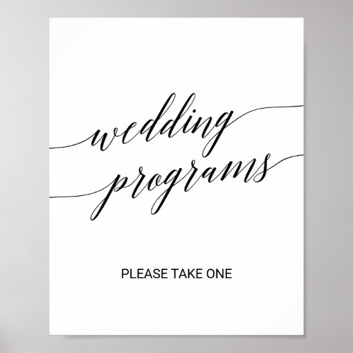 Elegant Black Calligraphy Programs Sign | Zazzle