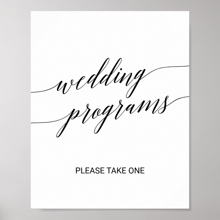 Elegant Black Calligraphy Programs Sign | Zazzle