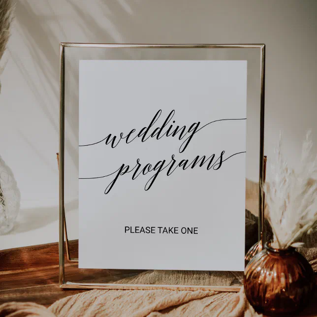 Elegant Black Calligraphy Programs Sign | Zazzle