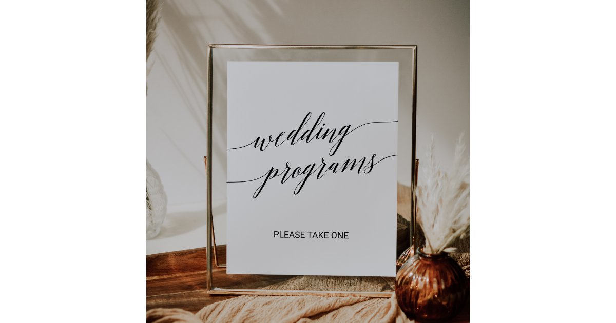 Elegant Black Calligraphy Programs Sign | Zazzle
