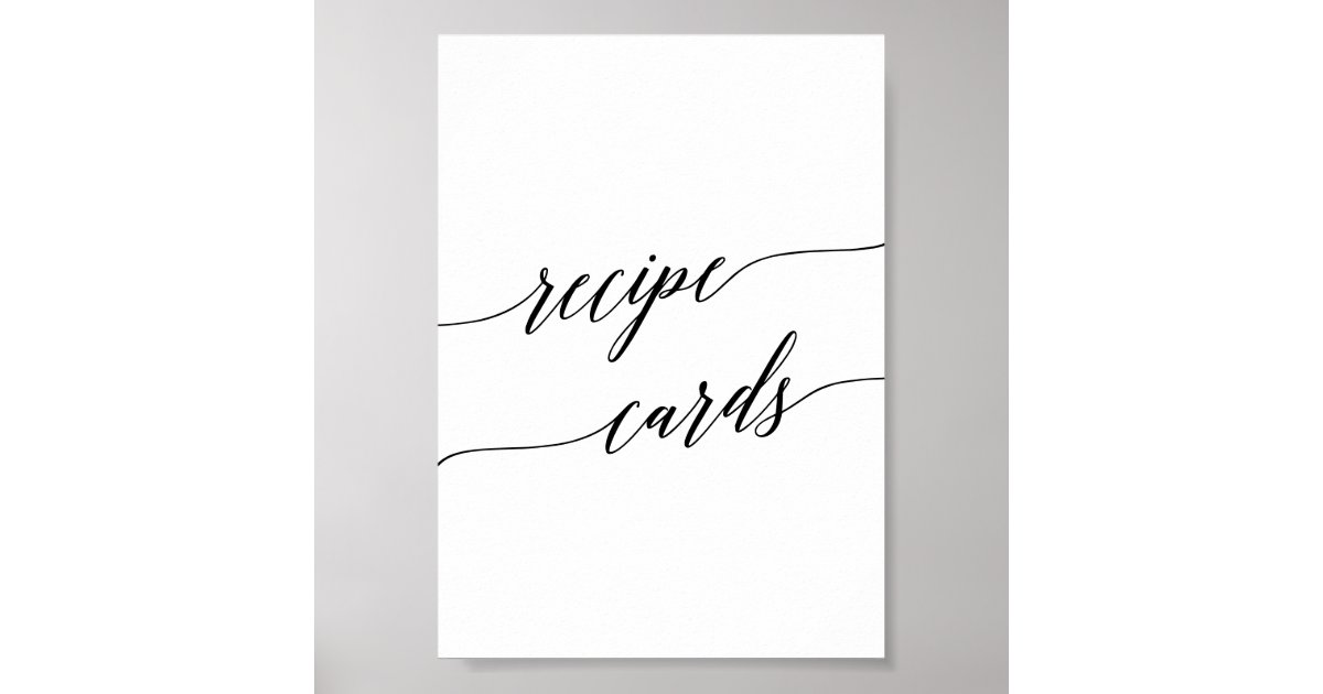 Elegant Black Calligraphy Recipe Cards Sign | Zazzle