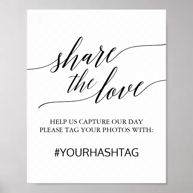 Elegant Black Calligraphy Share The Love Sign | Zazzle