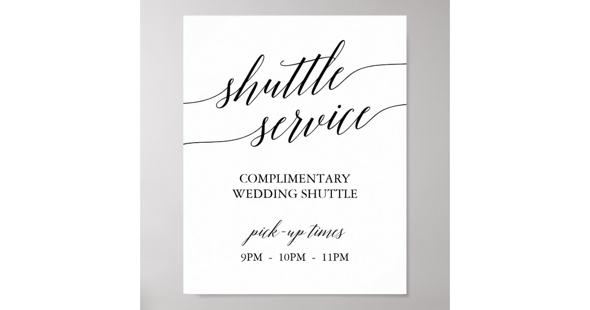 Elegant Black Calligraphy Shuttle Service Sign | Zazzle