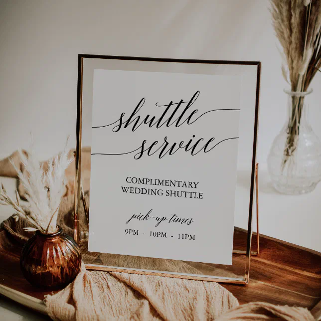 Elegant Black Calligraphy Shuttle Service Sign | Zazzle