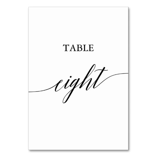 Elegant Black Calligraphy Table Eight Table Number | Zazzle.com