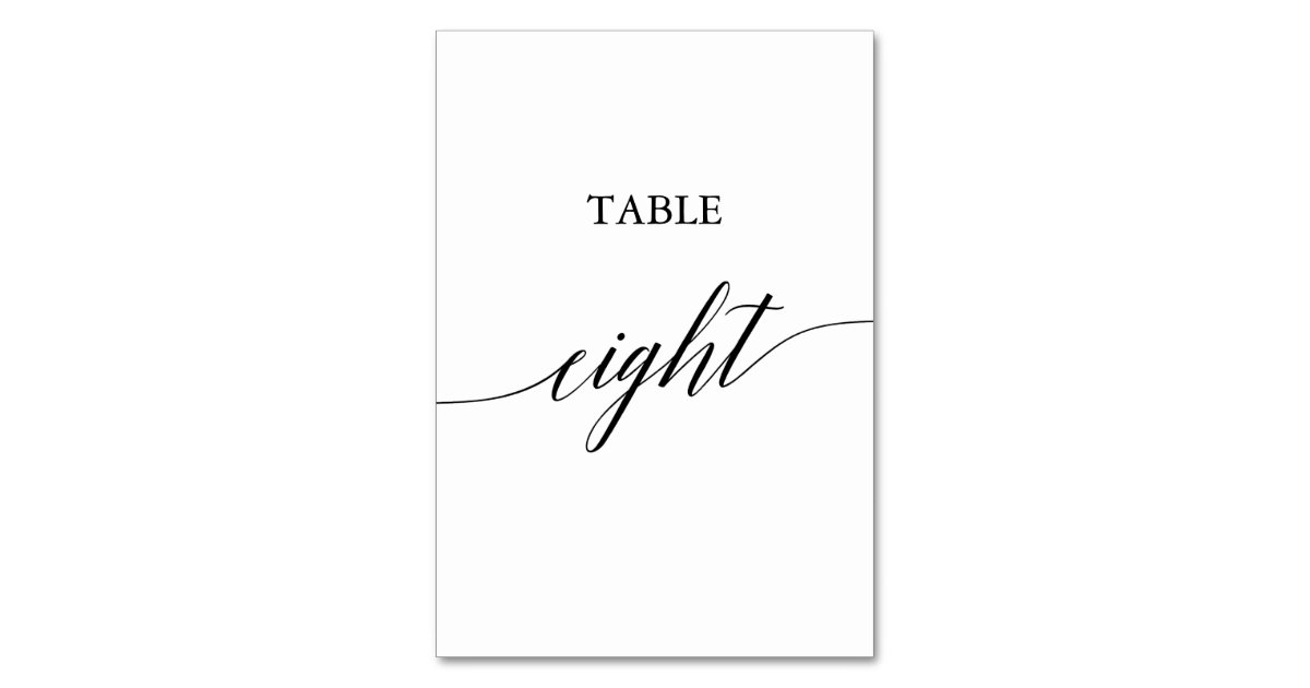 Elegant Black Calligraphy Table Eight Table Number | Zazzle.com
