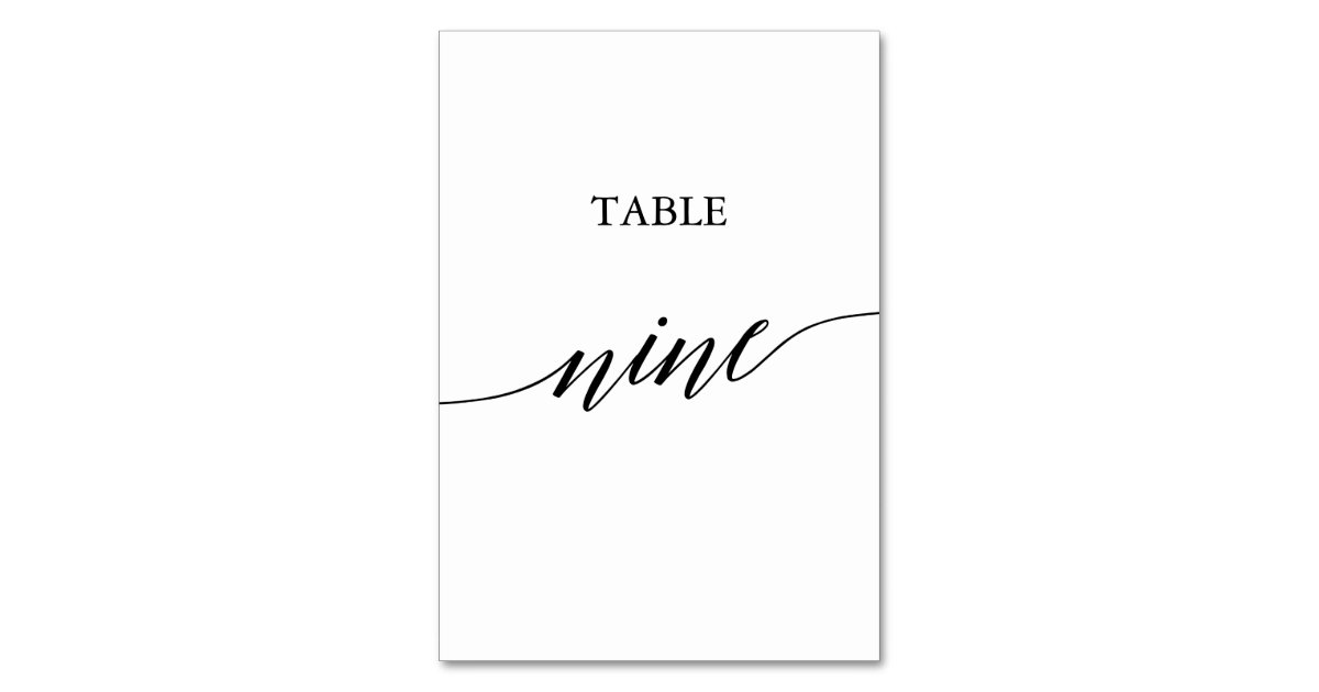 Elegant Black Calligraphy Table Nine Table Number | Zazzle