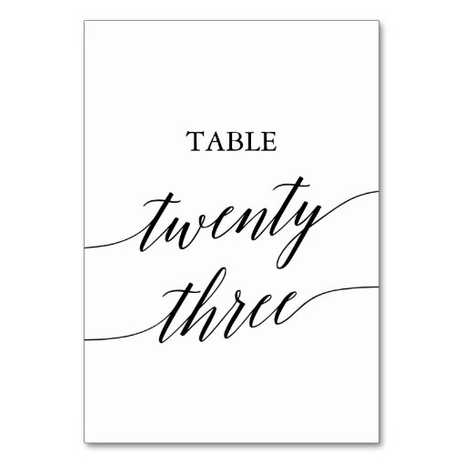 Elegant Black Calligraphy Table Number 23 | Zazzle