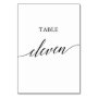Elegant Black Calligraphy Table Number Eleven | Zazzle