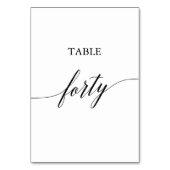 Elegant Black Calligraphy Table Number Forty | Zazzle