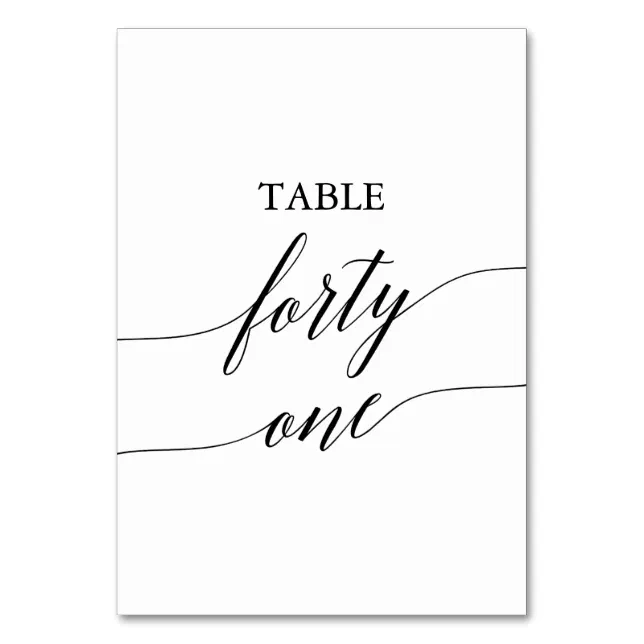 Elegant Black Calligraphy Table Number Forty One | Zazzle