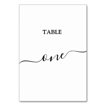 Elegant Black Calligraphy Table Number one card | Zazzle