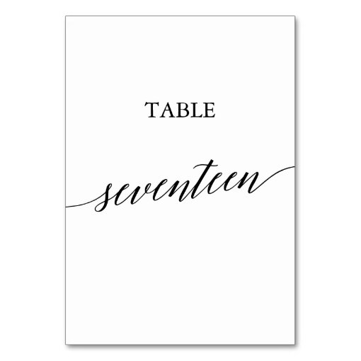 Elegant Black Calligraphy Table Number Seventeen | Zazzle