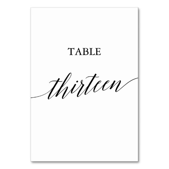 Elegant Black Calligraphy Table Number Thirteen | Zazzle.com