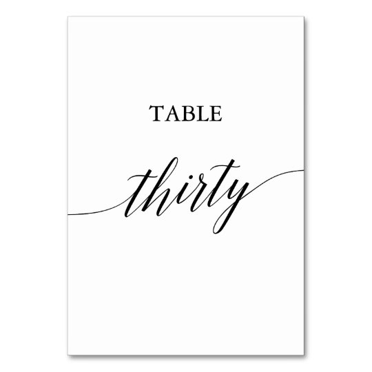 Elegant Black Calligraphy Table Number Thirty | Zazzle.com