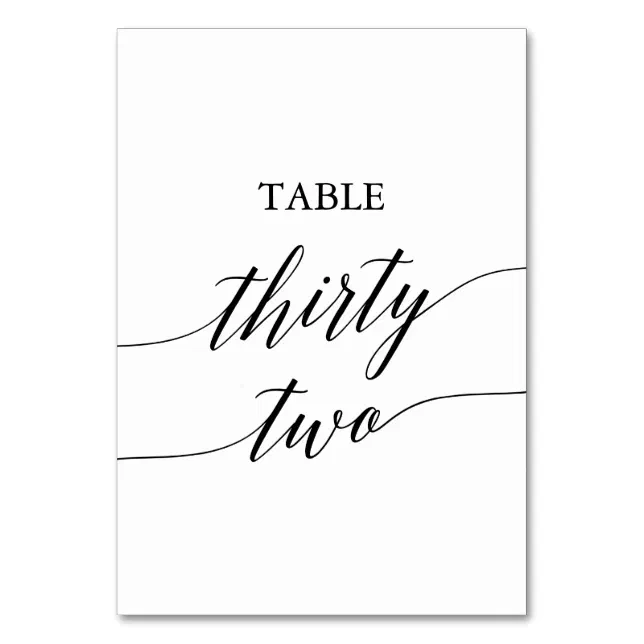 Elegant Black Calligraphy Table Number Thirty Two | Zazzle