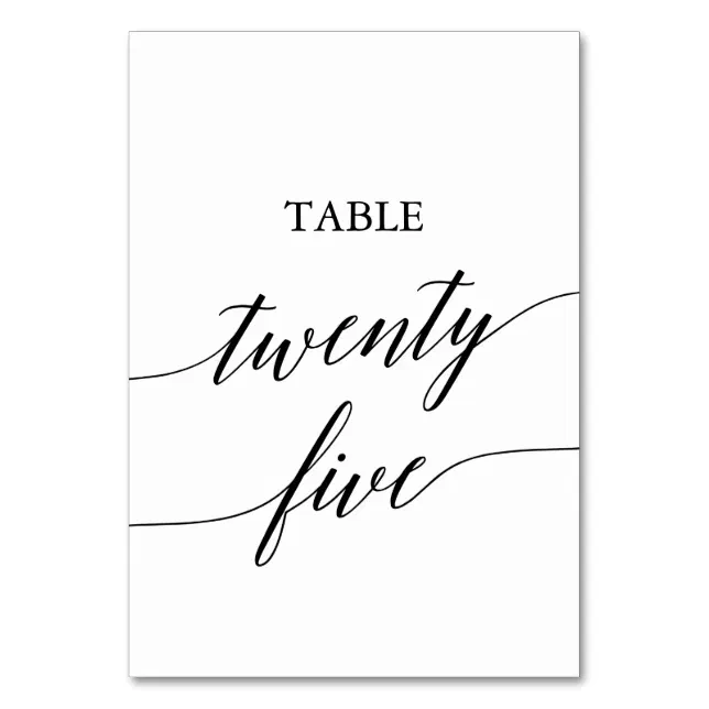 Elegant Black Calligraphy Table Number Twenty Five | Zazzle