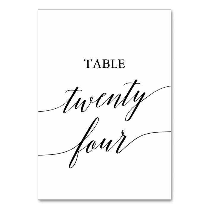 Elegant Black Calligraphy Table Number Twenty Four | Zazzle.com