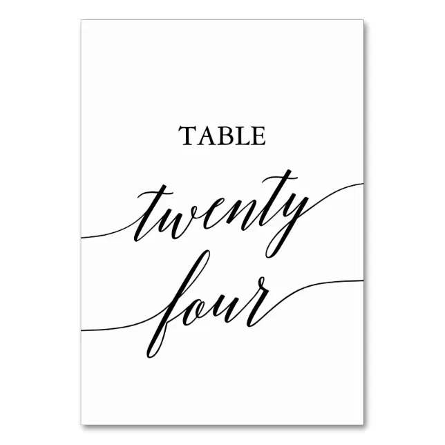 Elegant Black Calligraphy Table Number Twenty Four | Zazzle