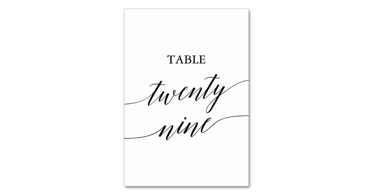 Elegant Black Calligraphy Table Number Twenty Nine | Zazzle.com