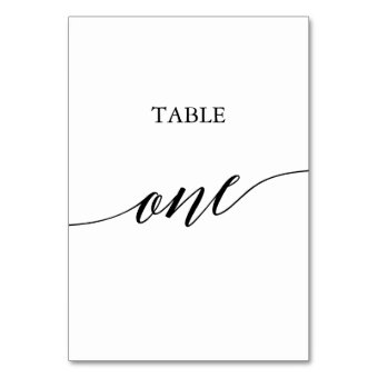 Elegant Black Calligraphy Table One Table Number | Zazzle