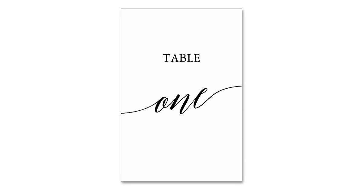 Elegant Black Calligraphy Table One Table Number | Zazzle