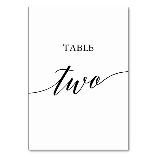Elegant Black Calligraphy Table Two Table Number | Zazzle