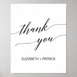 Elegant Black Calligraphy Thank You Poster | Zazzle