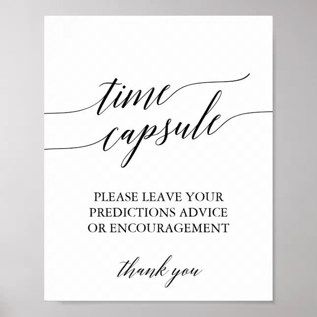 Elegant Black Calligraphy Time Capsule Sign | Zazzle
