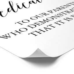 Elegant Black Calligraphy Wedding Dedication Sign | Zazzle