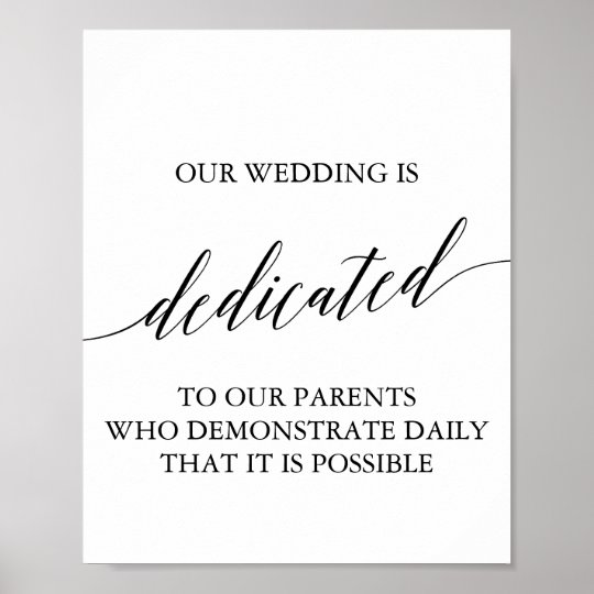 Elegant Black Calligraphy Wedding Dedication Sign | Zazzle.com