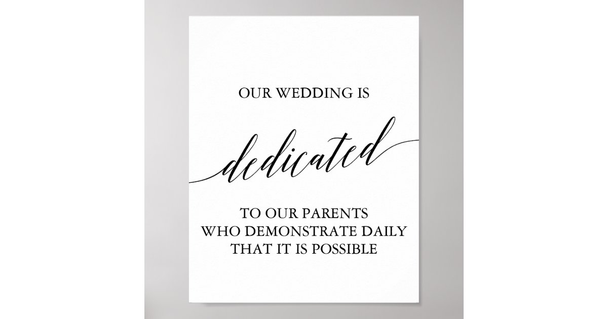 Elegant Black Calligraphy Wedding Dedication Sign | Zazzle