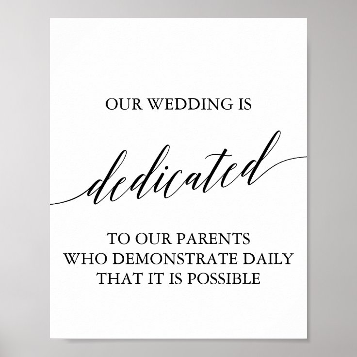 Elegant Black Calligraphy Wedding Dedication Sign | Zazzle