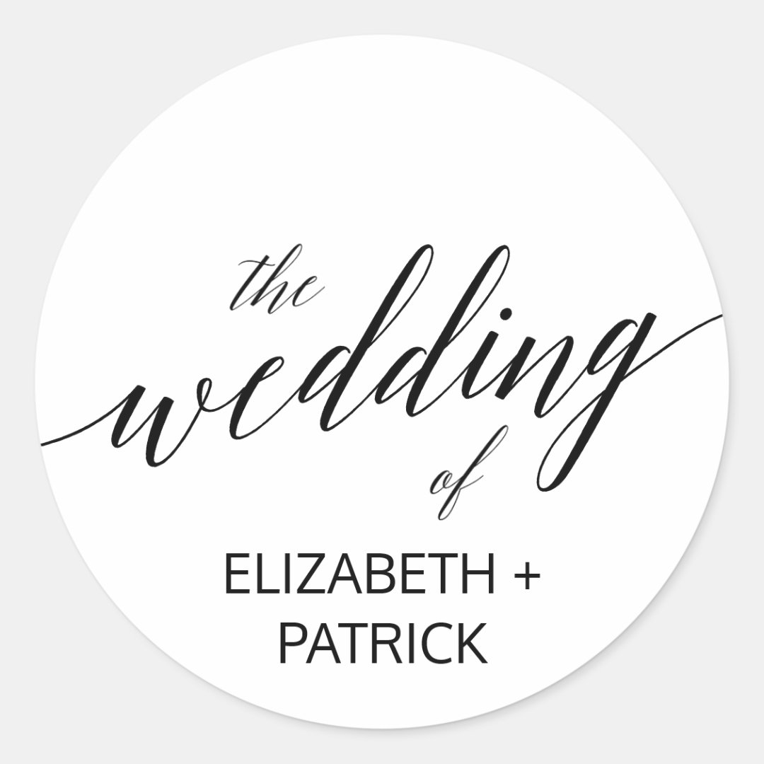 Elegant Black Calligraphy Wedding Envelope Seals | Zazzle